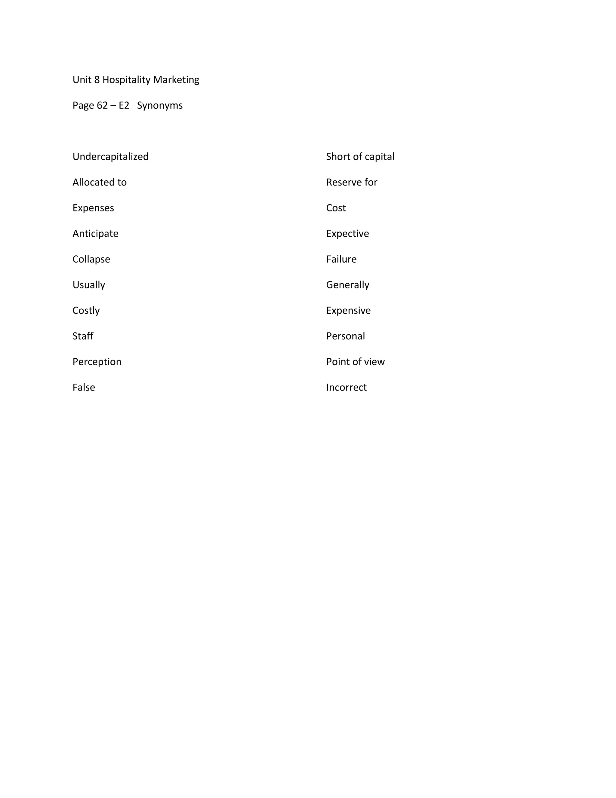 Unit 8 page 62 e2 | DOCX