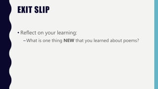 Unit 8 Poems Lessons | PPTX