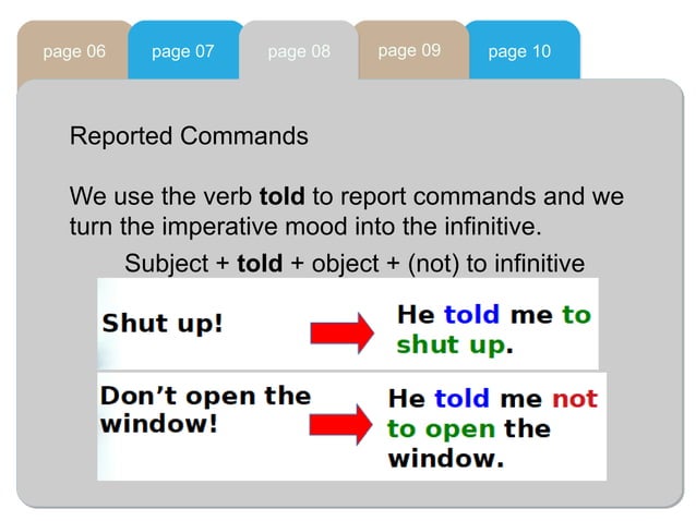 Unit 8 reading the signs reported speech 10th grade | PPT