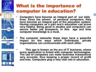 COMPUTERS IN EDUCATION - UNIT 8 - ROLE OF COMPUTER IN EDUCATION - B.ED ...