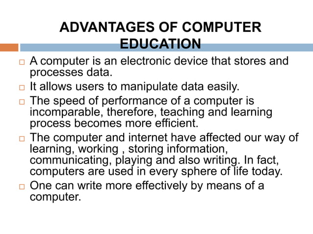 COMPUTERS IN EDUCATION - UNIT 8 - ROLE OF COMPUTER IN EDUCATION - B.ED ...