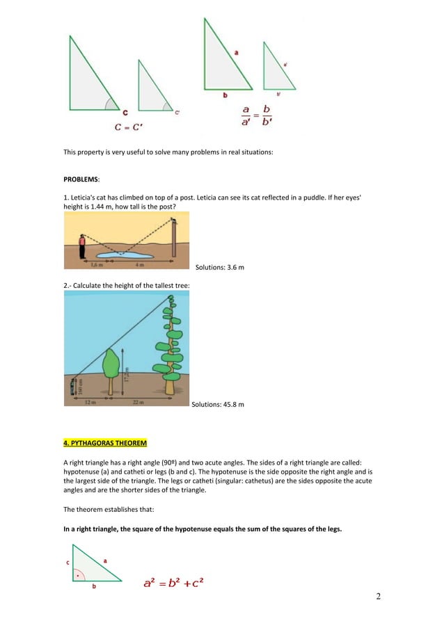Unit 8 thales and pythagoras theorems | DOC