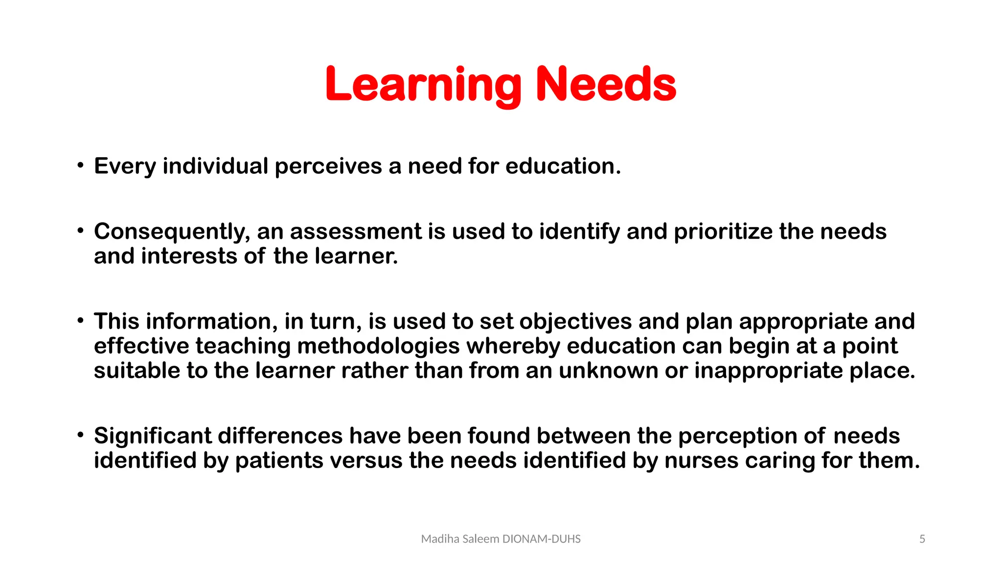 Unit (9) need assessment for TLP student | PPTX