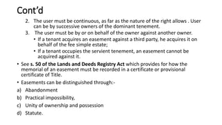 Easements in zambia, the system of conveyancing land and registration ...