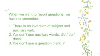 Unit 9 A Good Job Reporting Questions | PPTX