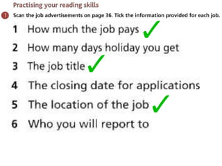 Unit 9 English for life Reading (Entry 3) Job adverts and descriptions.pptx