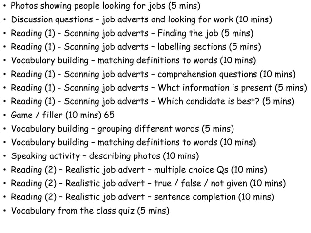 Unit 9 English for life Reading (Entry 3) Job adverts and descriptions ...