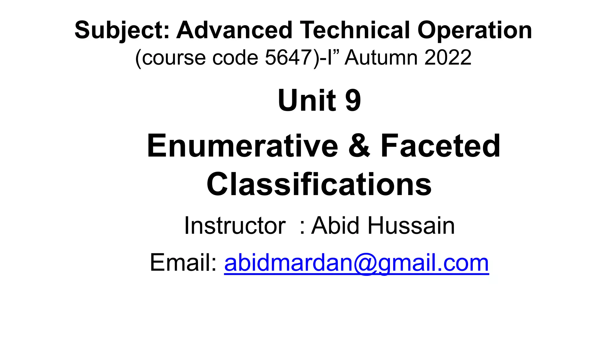 Enumerative and Faceted Classification system.pptx
