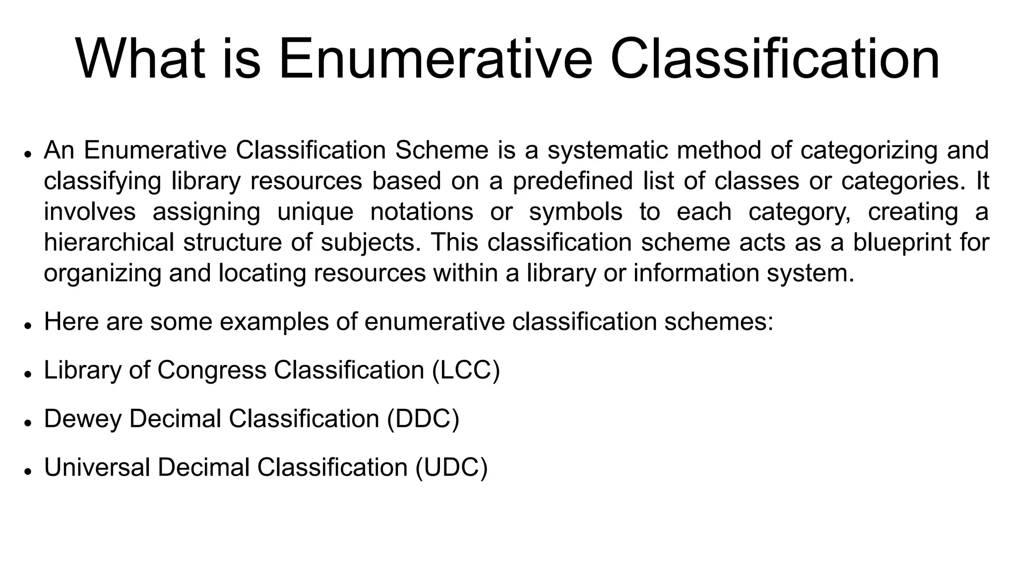 Enumerative And Faceted Classification System Pptx