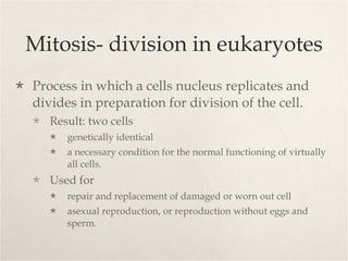 Unit 9, lesson 1 cell cycle mitosis | PPT