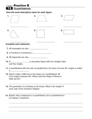 Unit 9 lesson 2 quadrilaterals | DOCX