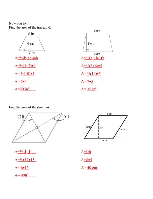 Unit 9 lesson 4 area of trap & rhombus | DOC