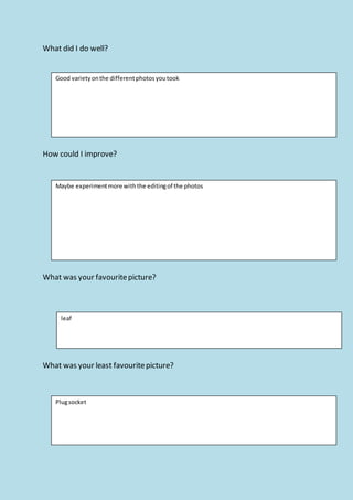 Unit 9 photography questionnaire | DOCX