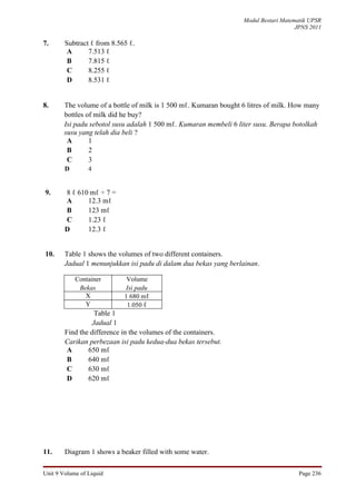 Unit 9 volume of liquid | DOC