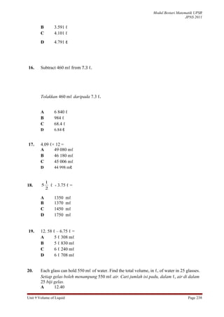 Unit 9 volume of liquid | DOC