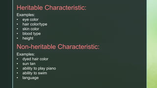 Unit a biologicaldiversitynotes(heritability) | PPTX