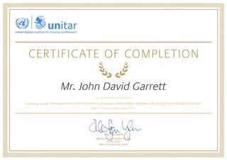 UNITAR Certificate - Introduction to the Post-2015 Sustainable ...