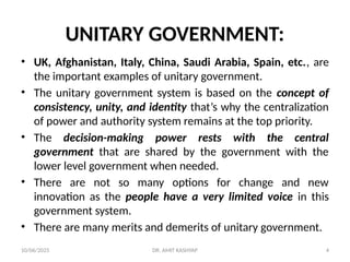Unitary and Federal Form of Government: Key Features and Comparison PPT ...