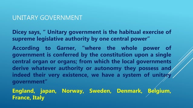Unitary and federal government | PPTX | Civic affairs | Politics