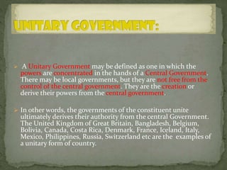 Unitary Government: ‬The United Kingdom. | PPTX