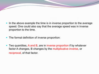 Unitary ratio, direct and inverse proportions | PPTX
