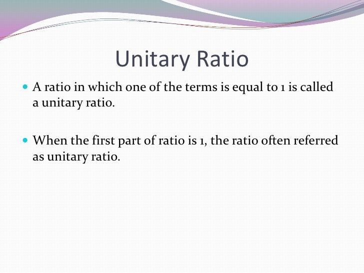 Unitary ratio, direct and inverse proportions