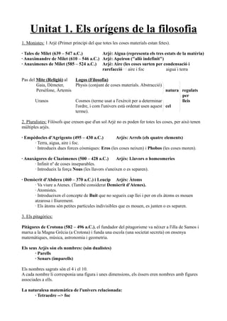 Unitat 1 Els OríGens De La Filosofia | PDF
