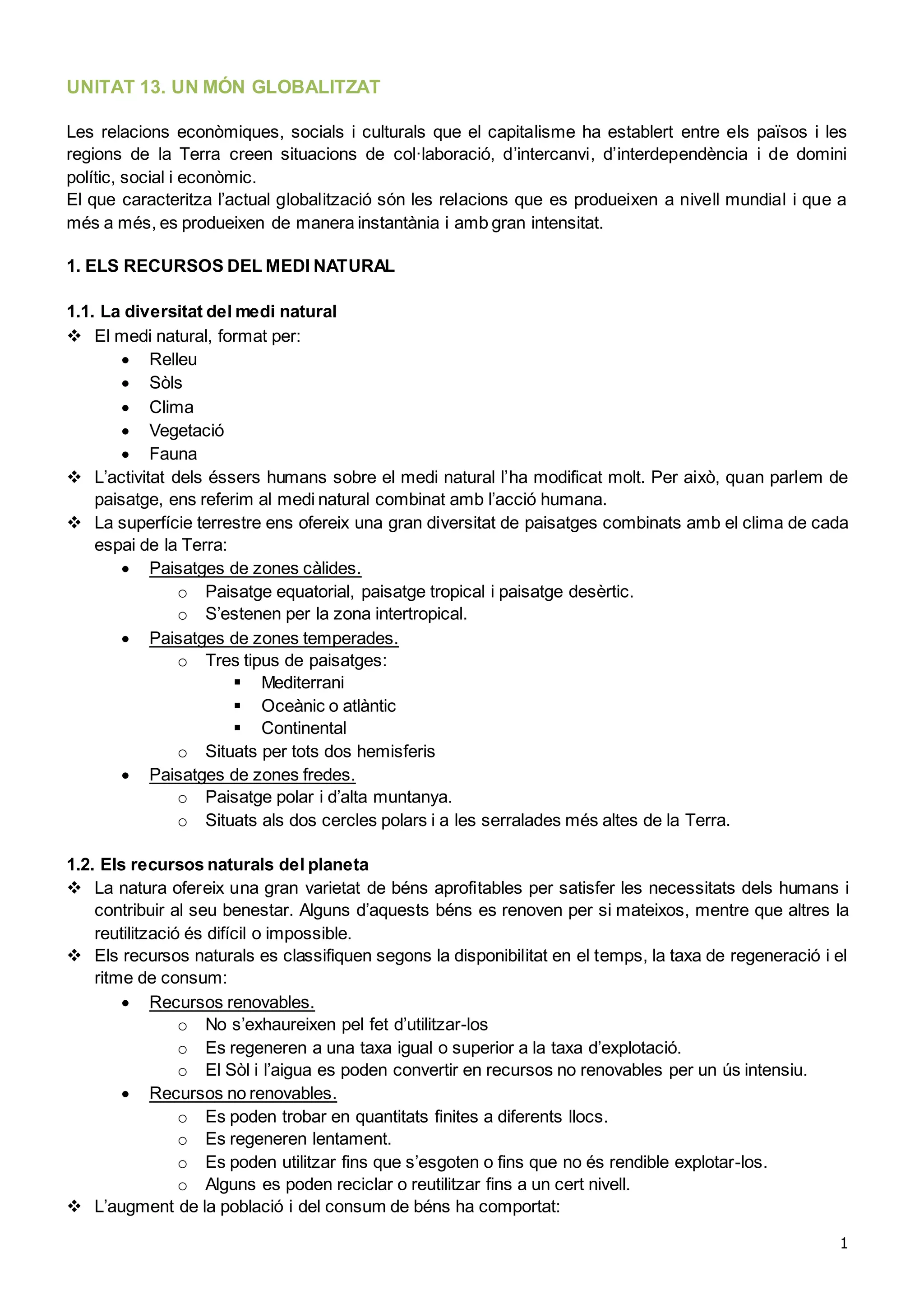 Unitat 13 geografia 2n Batx (Vicens Vives) | DOCX