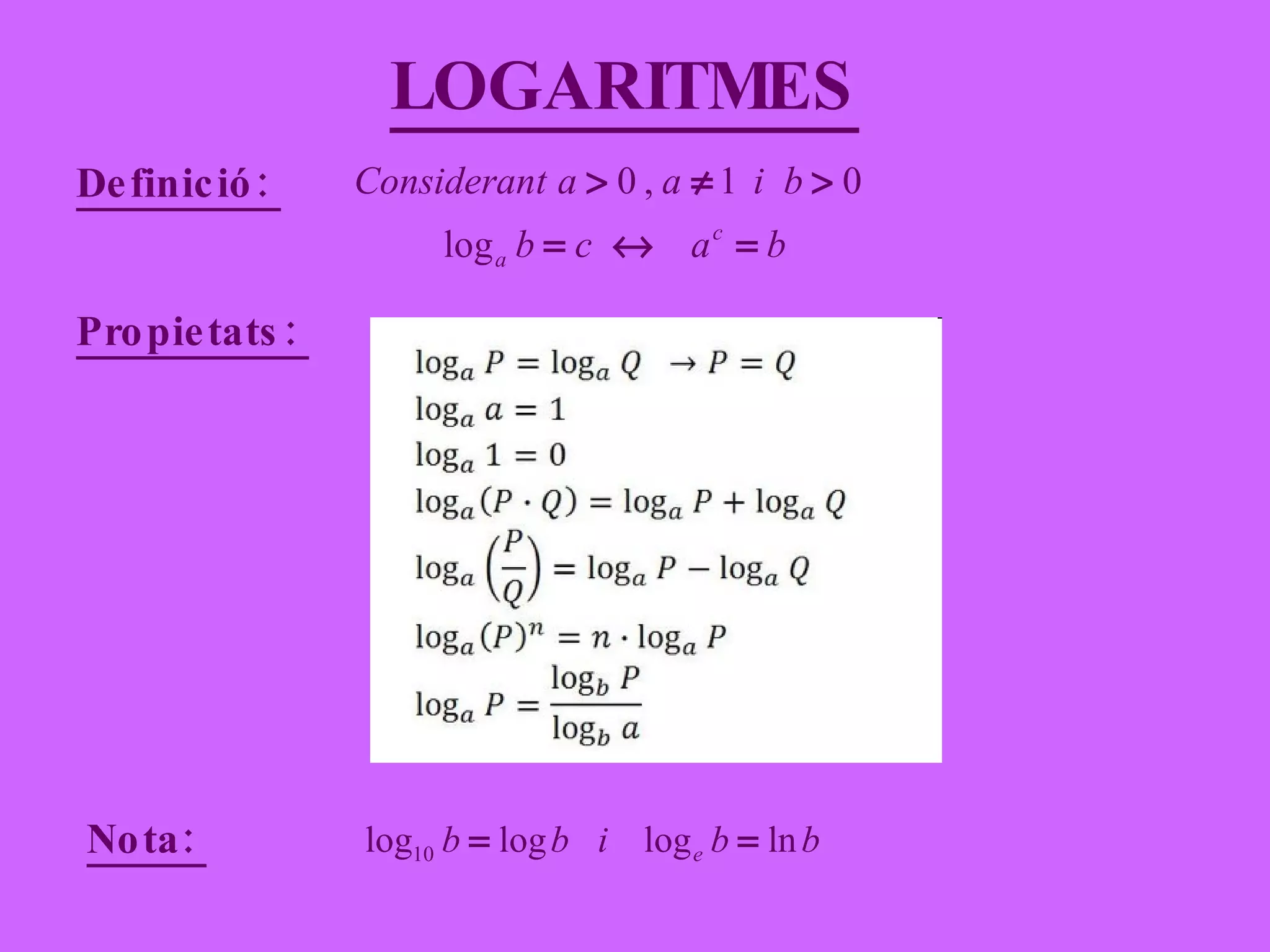 Logaritmes | PPT