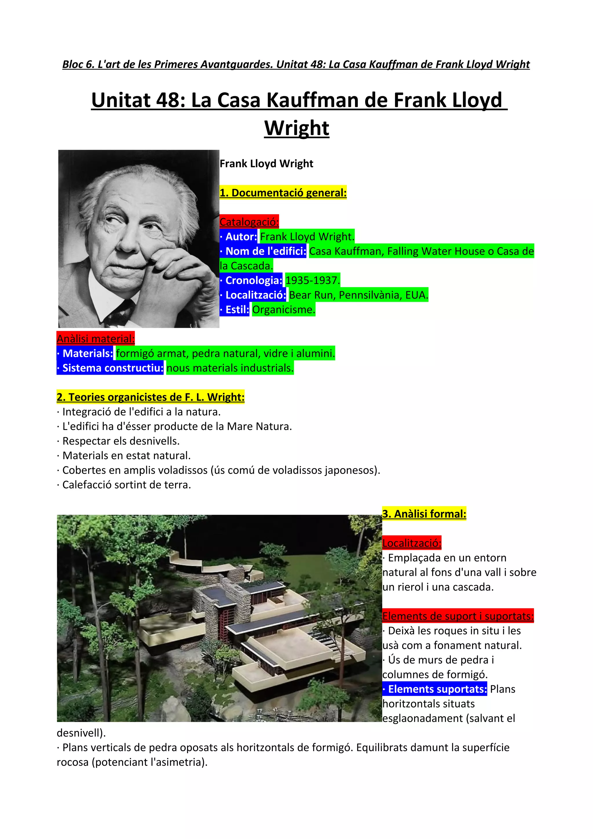 Unitat 48. la casa kauffman de frank lloyd wright | ODT