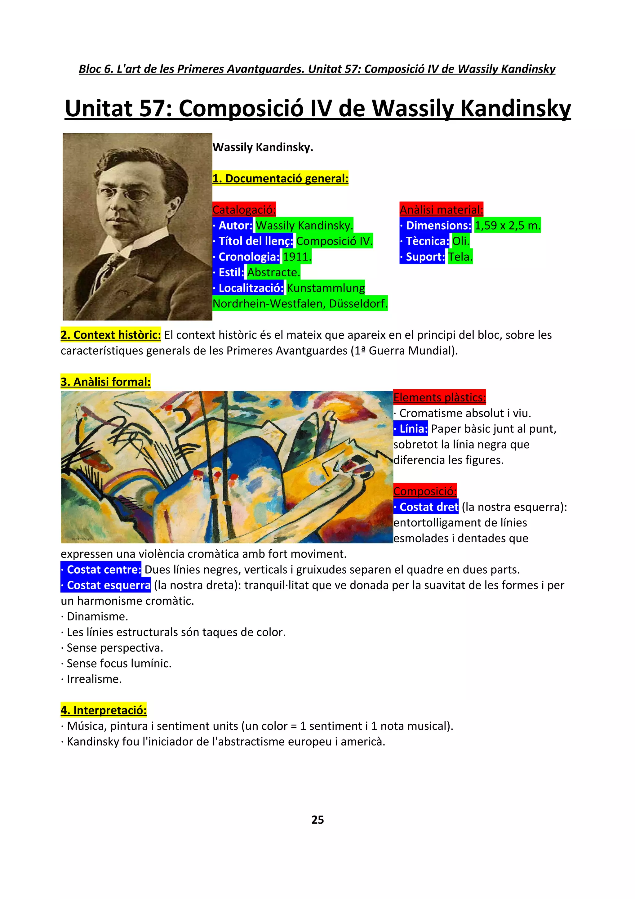 Unitat 57. composició iv de wassily kandinsky | PDF