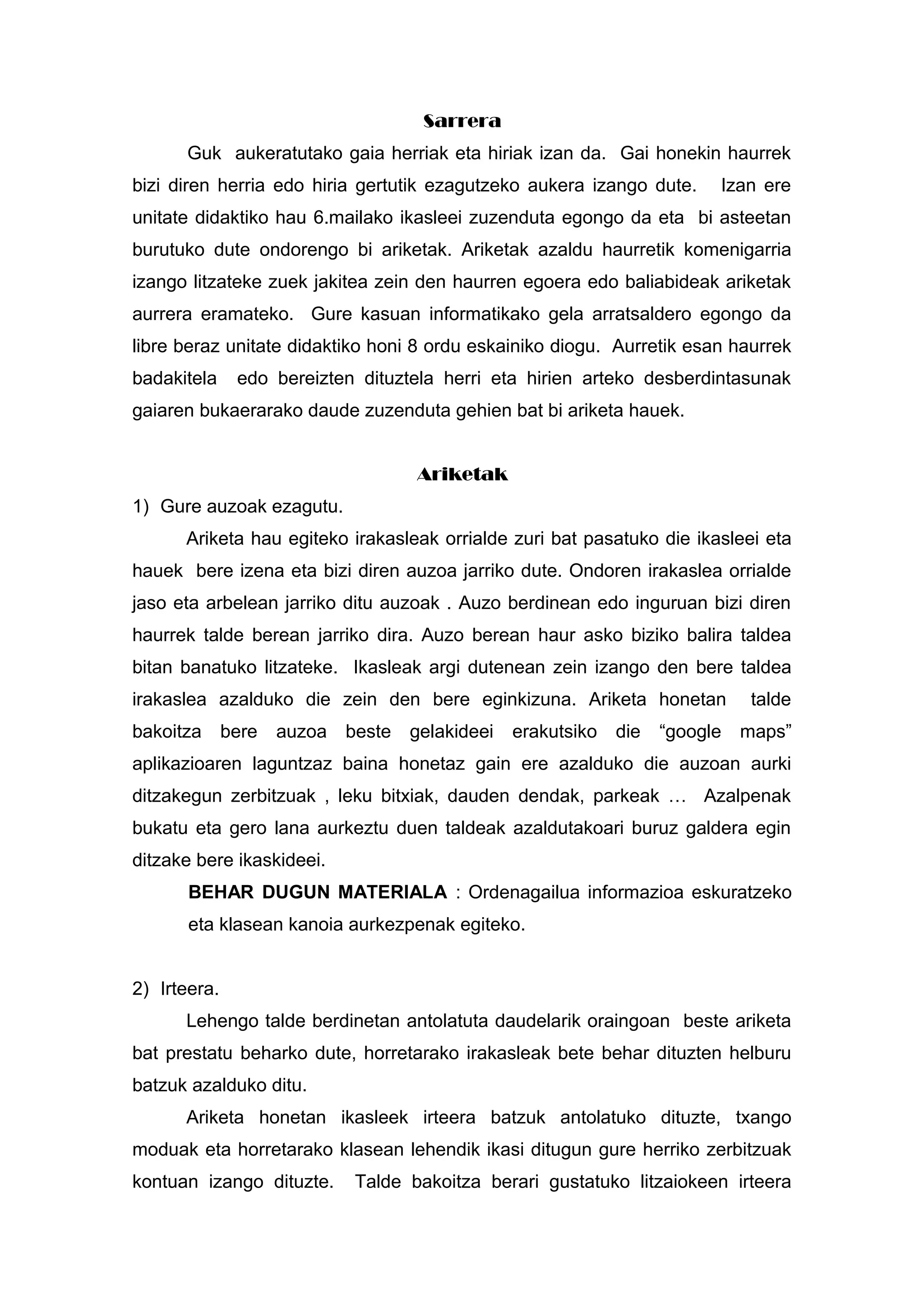 Unitate didaktikoa ikt ak erabiliz | PDF