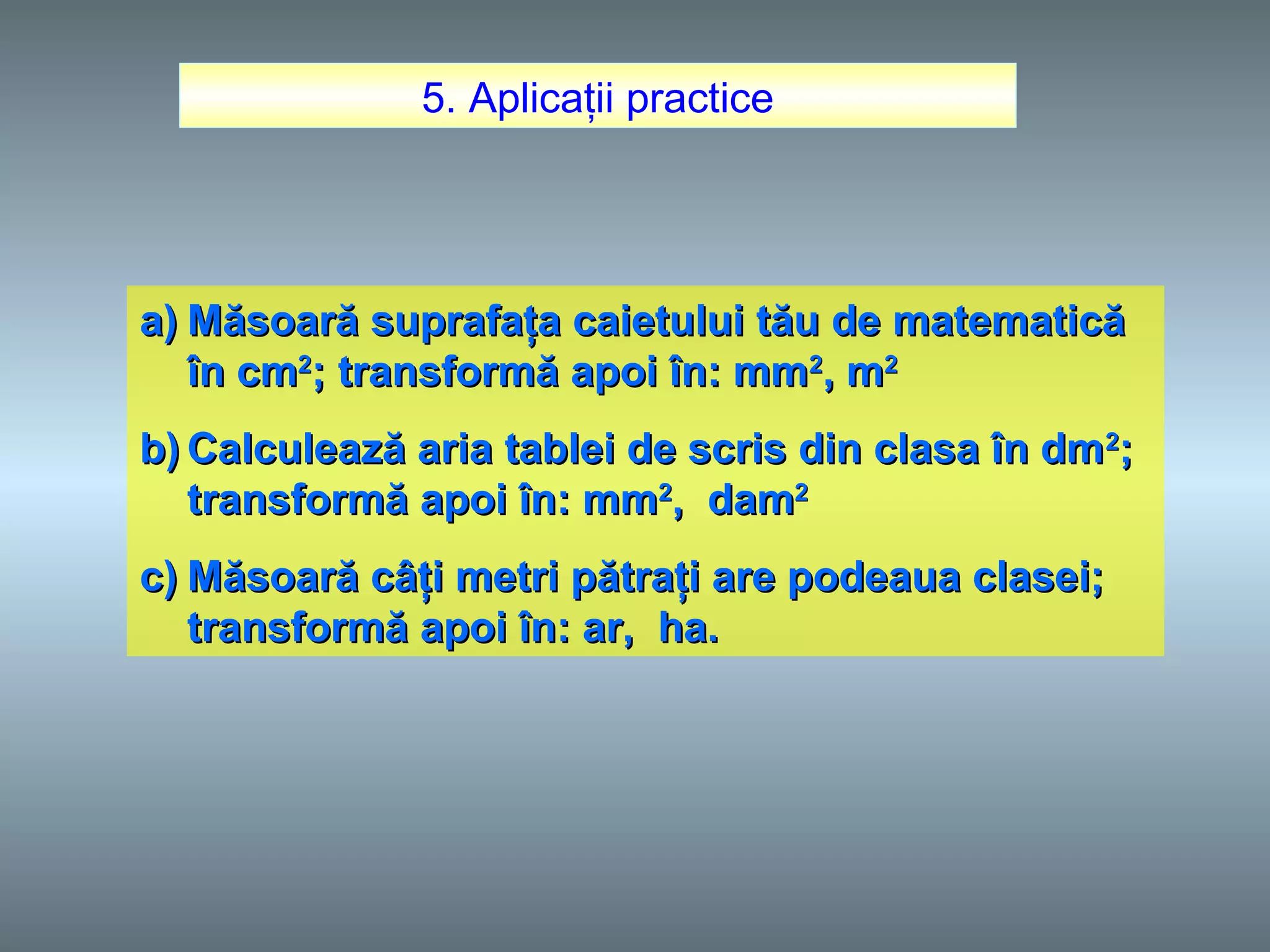 Unitati de masura arii | PPT