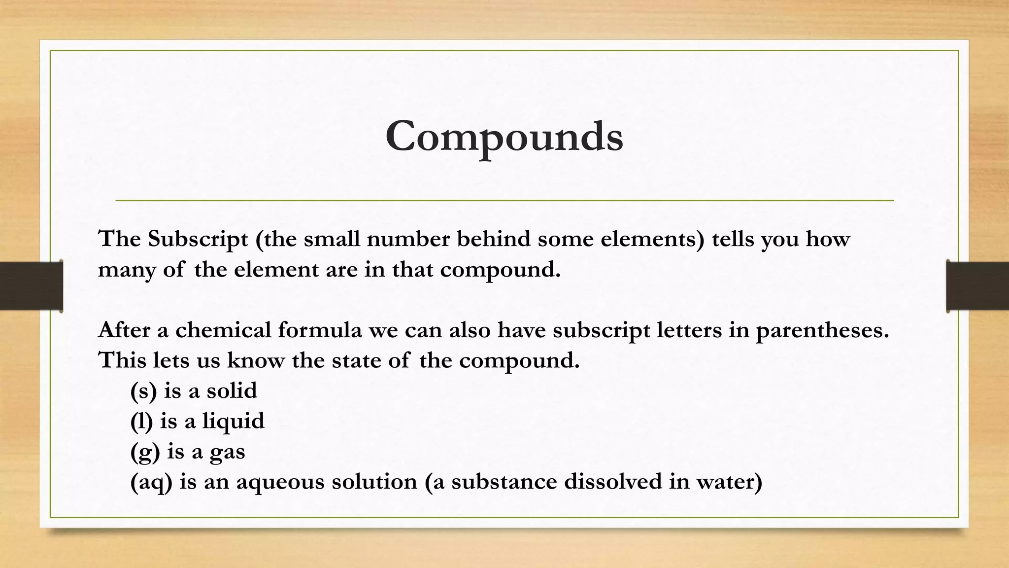 Unit b matter and chemical change notes(compounds & properties) | PPT