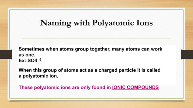 Unit b matter and chemical change notes(naming polyatomic ions) | PPT