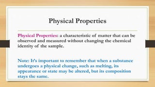 Unit b matter and chemical change notes(physical & chemical properties ...