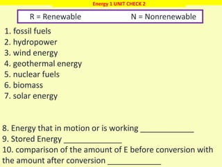 Unit check E1 questions | PPTX | Physics | Science