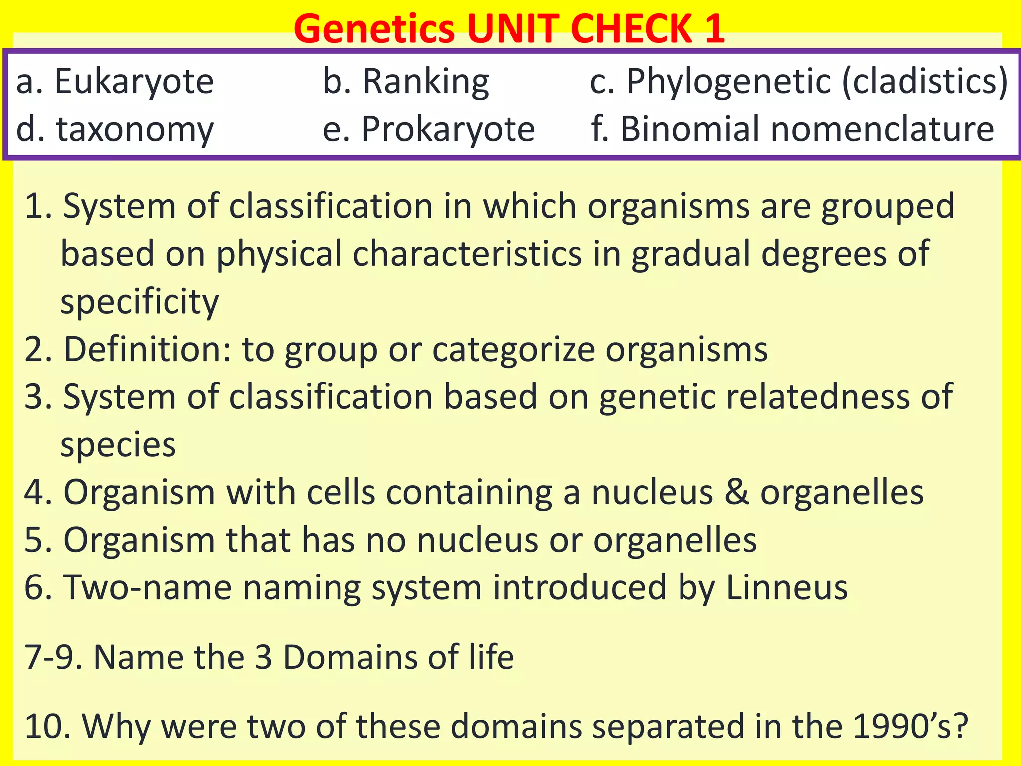 Unit checks genetics questions | PPT