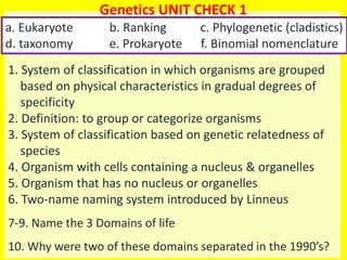 Unit checks genetics questions | PPT
