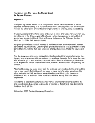 Unit cisneros my_name_passage | PDF