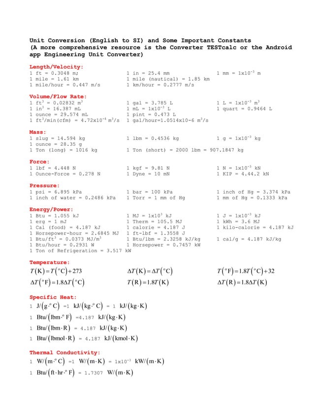Unitconversion table | PDF