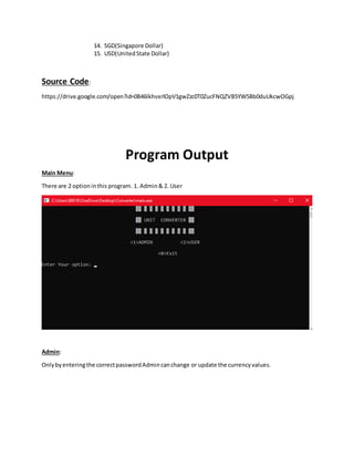Unit converter using in c | DOCX