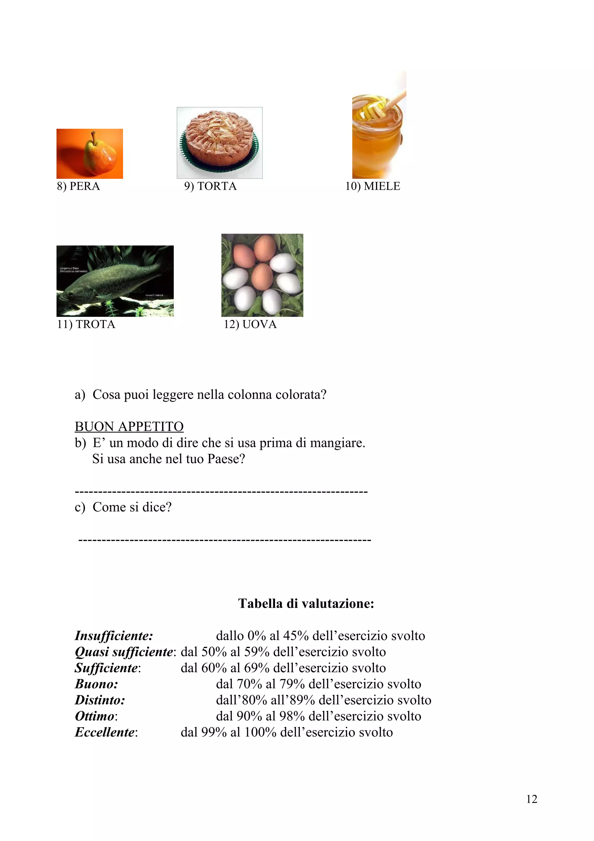 Unità didattica cibo insegnante | DOC