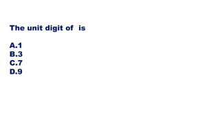 Unit Digit questions for ssc, railways and csat | PPTX