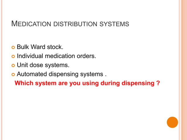 Unit dose system | PPTX | Pharmaceutical Industry | Industries