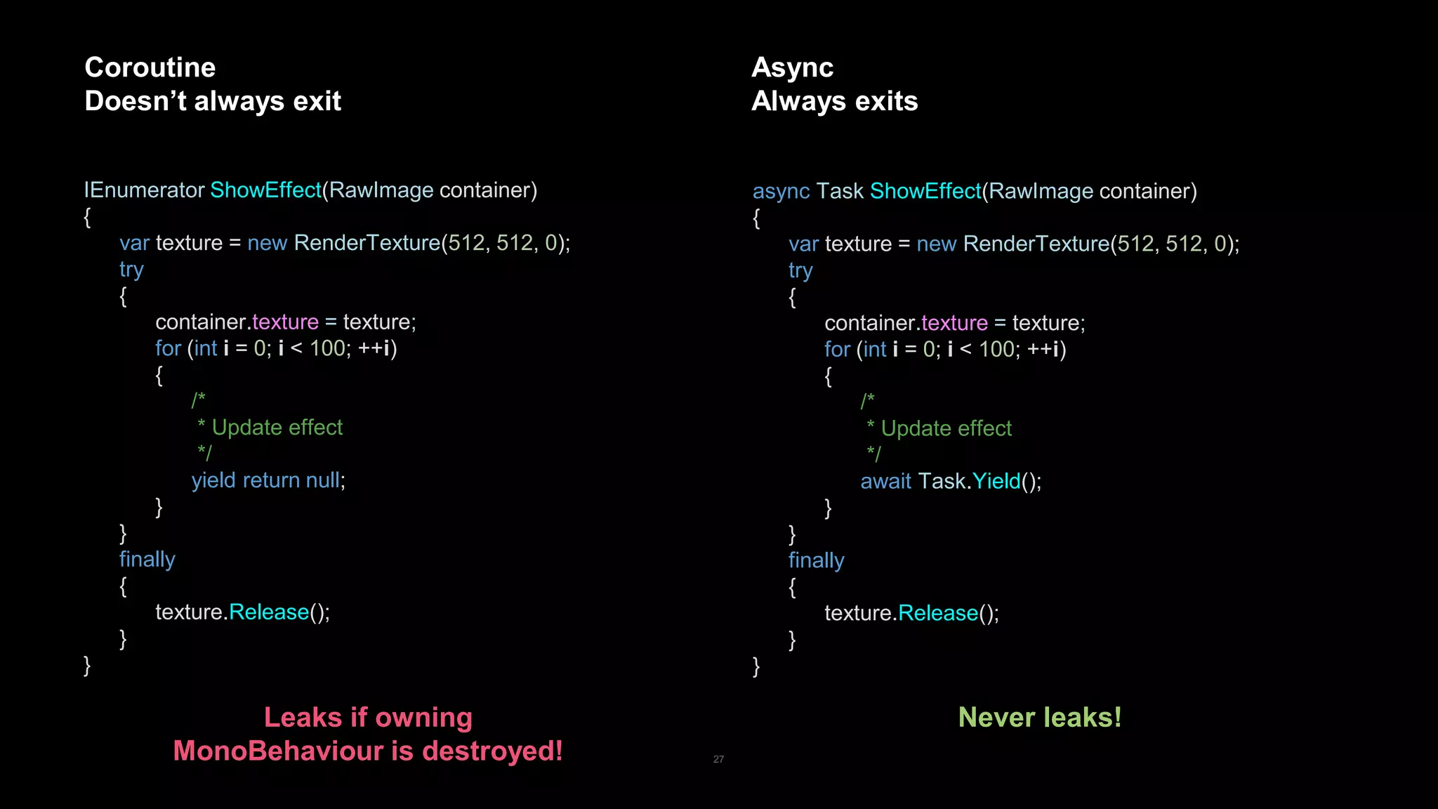 Best practices: Async vs. coroutines - Unite Copenhagen 2019 | PPTX | Web Development | Internet