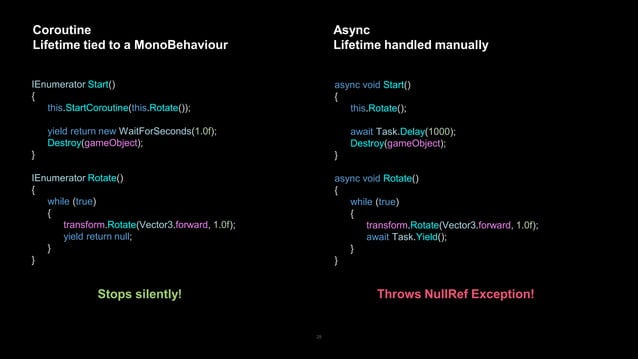 Best practices: Async vs. coroutines - Unite Copenhagen 2019 | PPTX | Web Development | Internet