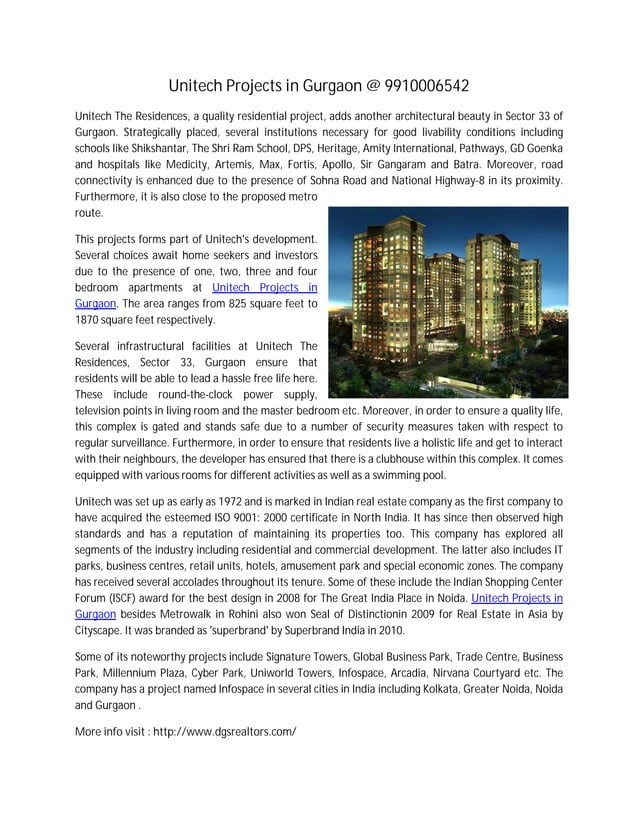 Unitech projects in gurgaon | PDF
