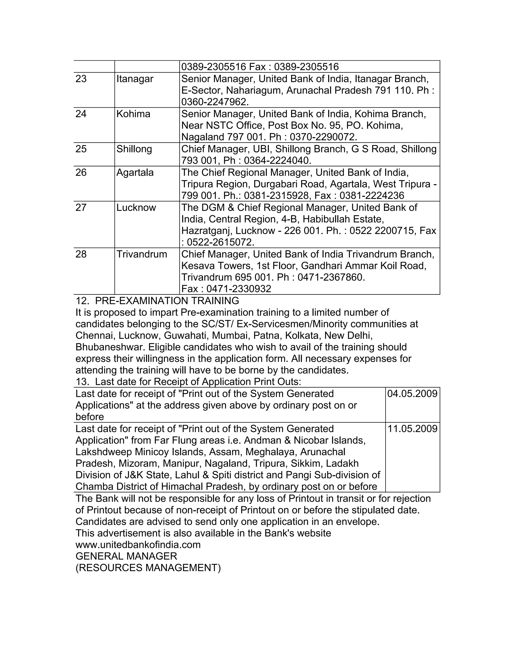 UBI recruitment notification | DOC | Ear, Nose and Throat Conditions ...