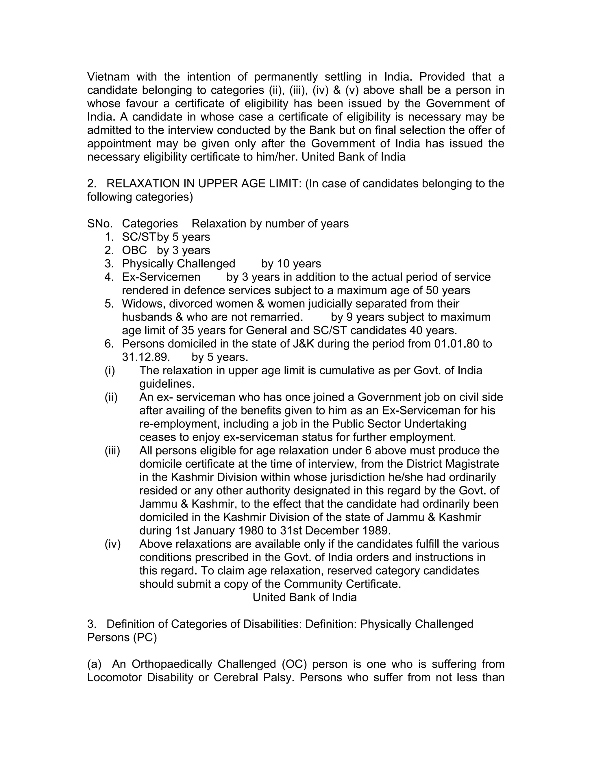 UBI recruitment notification | DOC | Ear, Nose and Throat Conditions ...